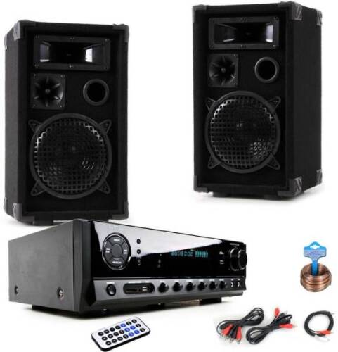 Chaîne hi-fi avec des baffles PA et amplificateur Bluetooth
