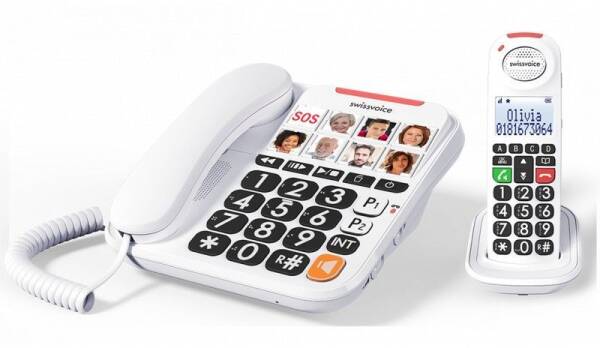Téléphone fixe filaire Xtra 3155 Blanc + Combiné DECT - blanc - Swissvoice